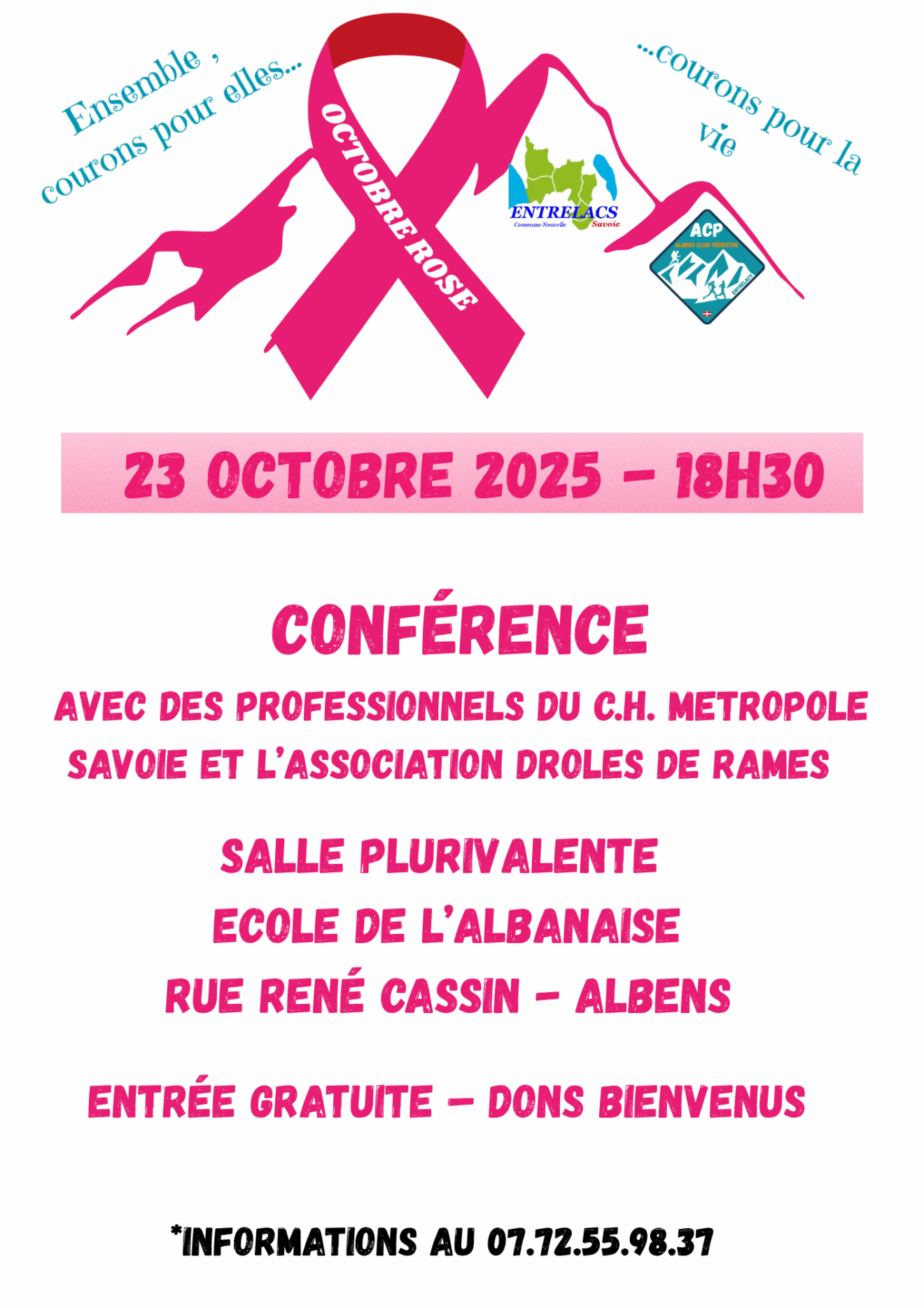 Octobre rose – 23 octobre – Commune d'Entrelacs